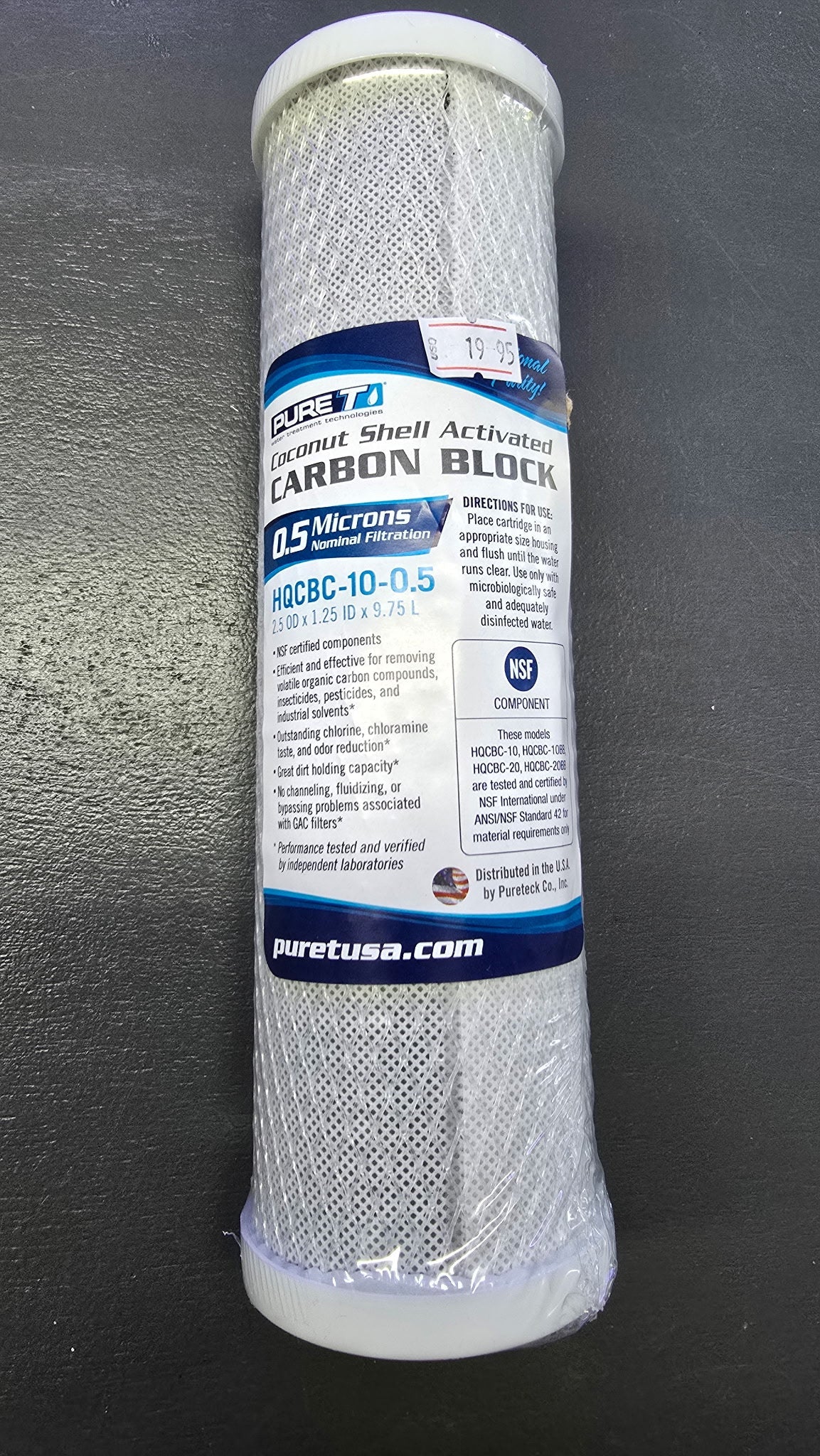 RO Carbon Block Filter Cartridge .5 Micron | Great Lakes Corals